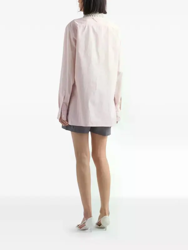 Prada Poplin Shirt With Embroidered Collar - Pink