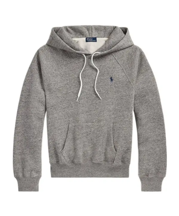 Polo Ralph Lauren Logo Embroidered Drawstring Hoodie - Gray