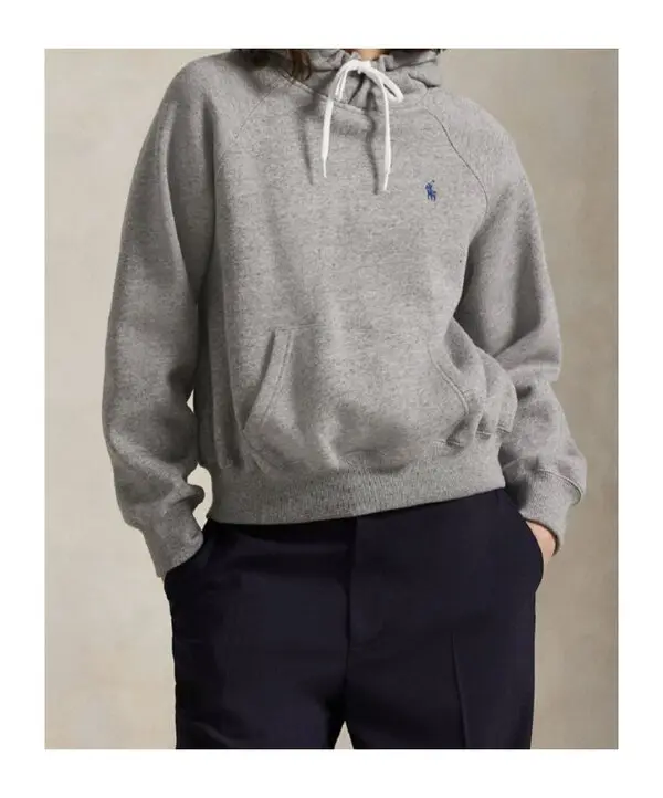Polo Ralph Lauren Logo Embroidered Drawstring Hoodie - Gray