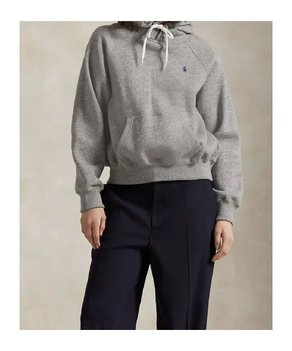 Polo Ralph Lauren Logo Embroidered Drawstring Hoodie - Gray