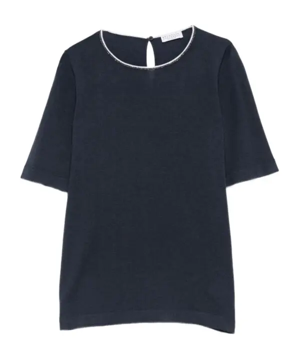 Brunello Cucinelli Monili Trim Cashmere Top