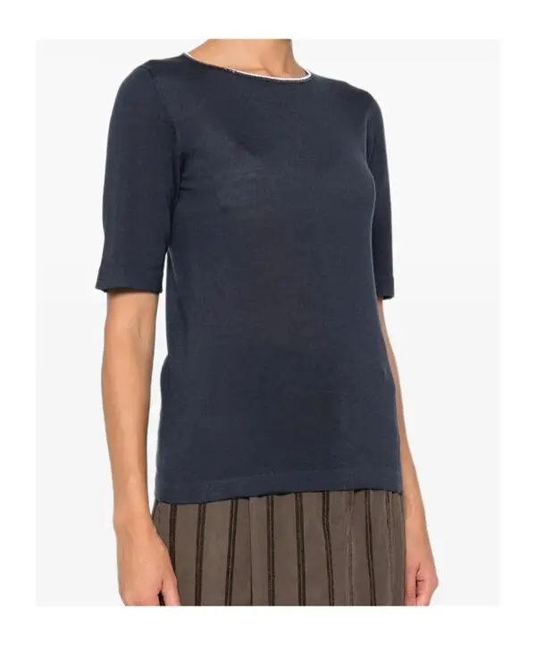 Brunello Cucinelli Monili Trim Cashmere Top