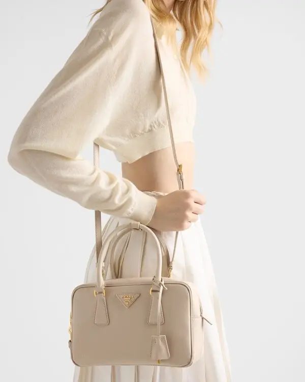Prada Saffiano Leather Zip-up Tote Bag