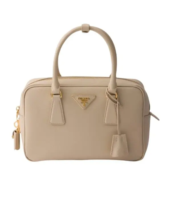 Prada Saffiano Leather Zip-up Tote Bag - Travertine