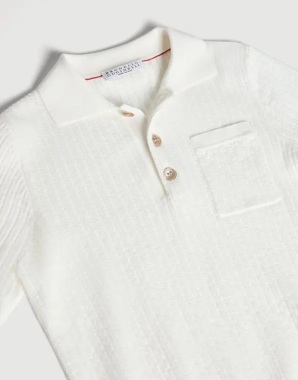 Brunello Cucinelli Textured Rib Knit Polo Shirt