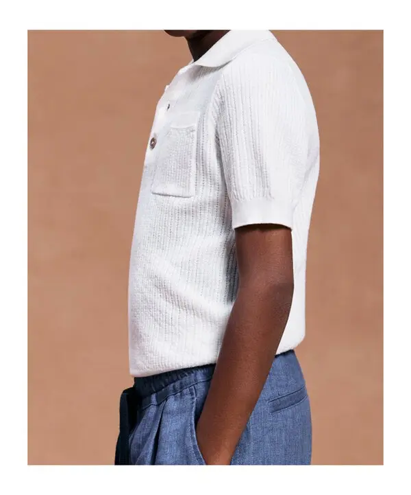 Brunello Cucinelli Textured Rib Knit Polo Shirt