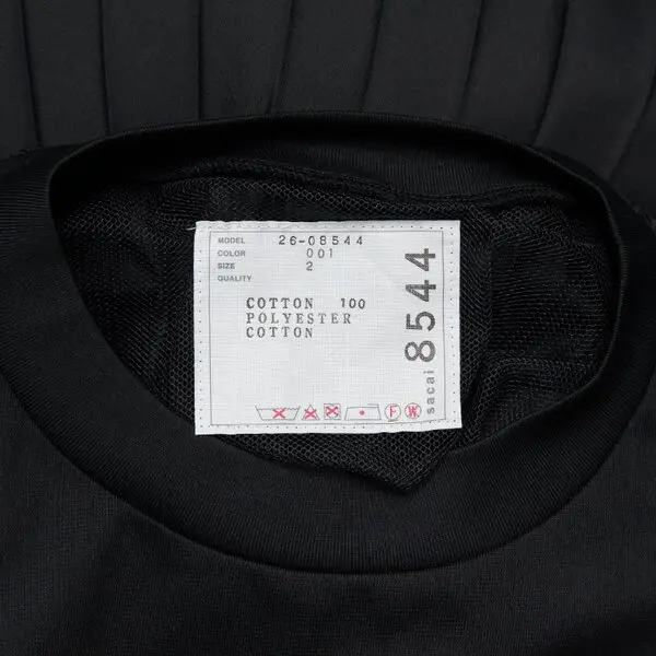 Sacai Poplin X Cotton Jersey T-shirt With Pleated Hem