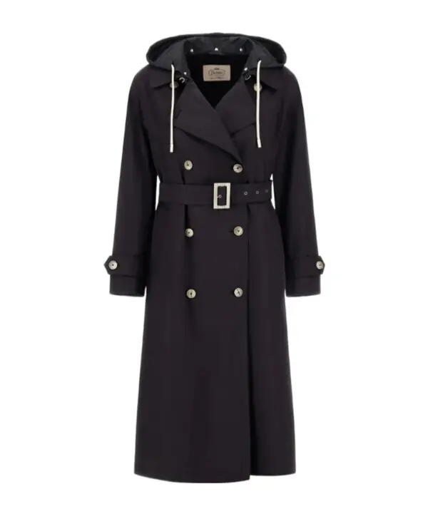 Herno Removable Hood Trench Coat - Black