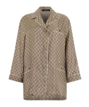 Gucci Printed Twill Shirt - Beige And Dark Brown
