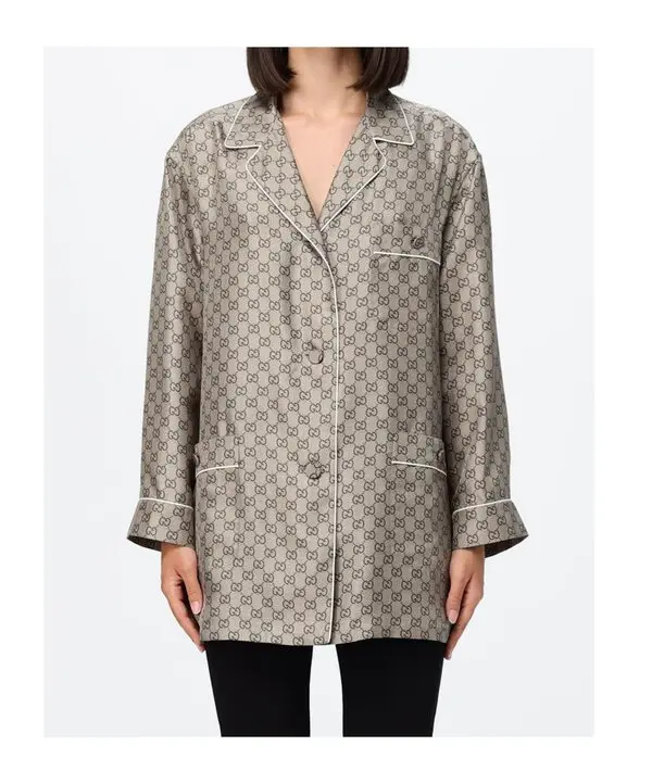 Gucci Printed Twill Shirt - Beige And Dark Brown