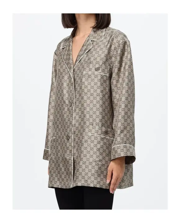 Gucci Printed Twill Shirt - Beige And Dark Brown