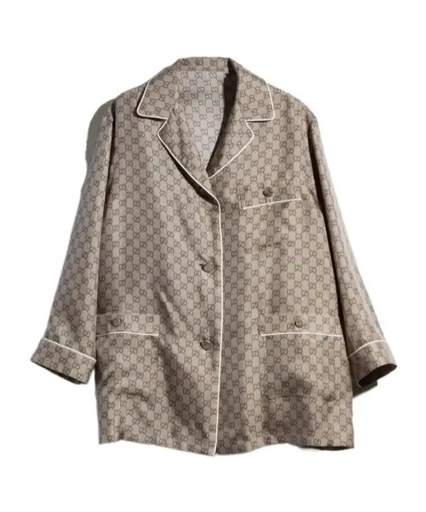 Gucci Printed Twill Shirt - Beige And Dark Brown