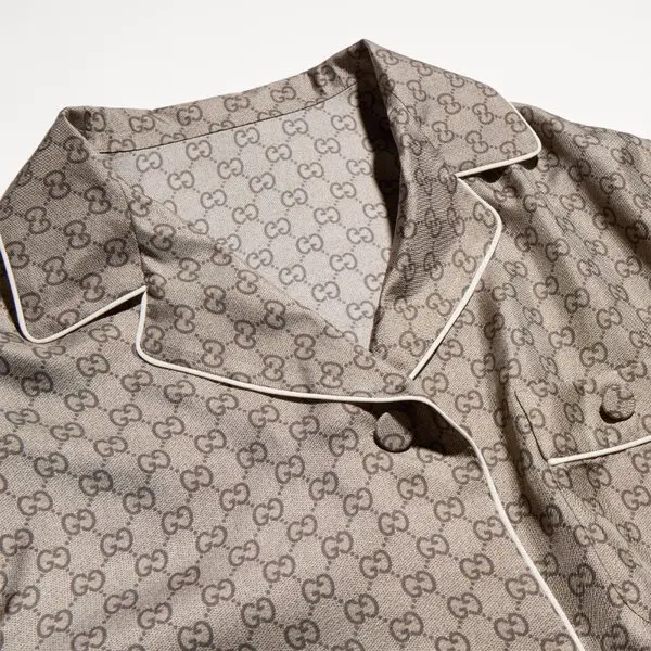 Gucci Printed Twill Shirt - Beige And Dark Brown