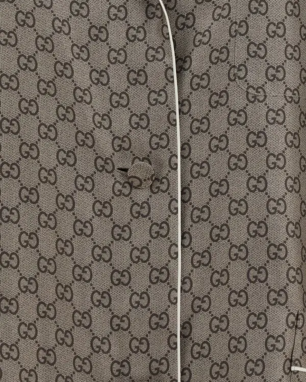 Gucci Printed Twill Shirt - Beige And Dark Brown