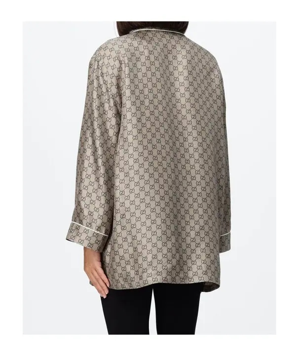 Gucci Printed Twill Shirt - Beige And Dark Brown