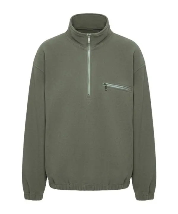 RIER Long Sleeve Stand-up Collar Zip-up Sweatshirt - Green