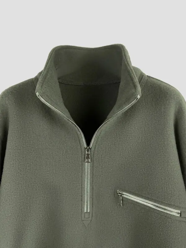 RIER Long Sleeve Stand-up Collar Zip-up Sweatshirt - Green