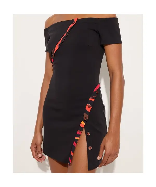 Emilio Pucci Off-shoulder Printed Trim Dress