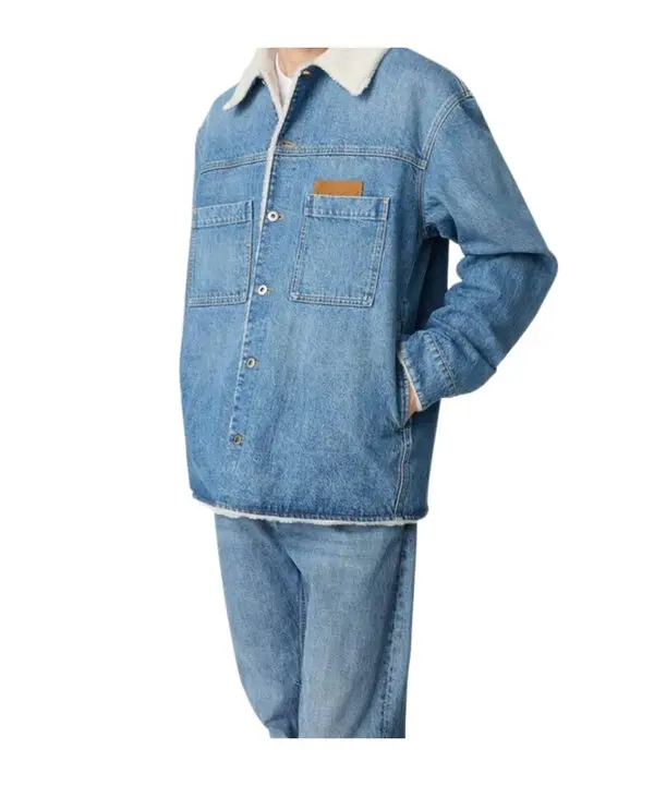 Bottega Veneta Indigo Denim Shearling Collar Jacket
