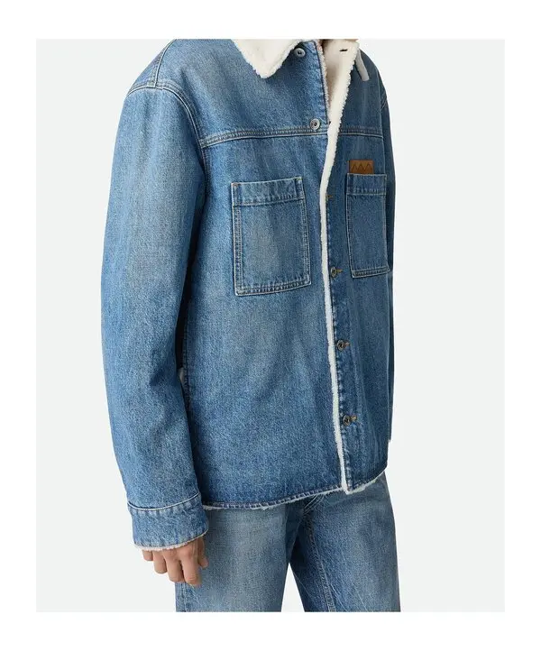 Bottega Veneta Indigo Denim Shearling Collar Jacket