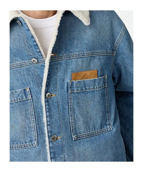 Bottega Veneta Indigo Denim Shearling Collar Jacket