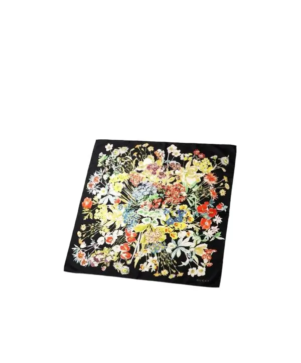 Gucci Floral Pattern Square Handkerchief - Black