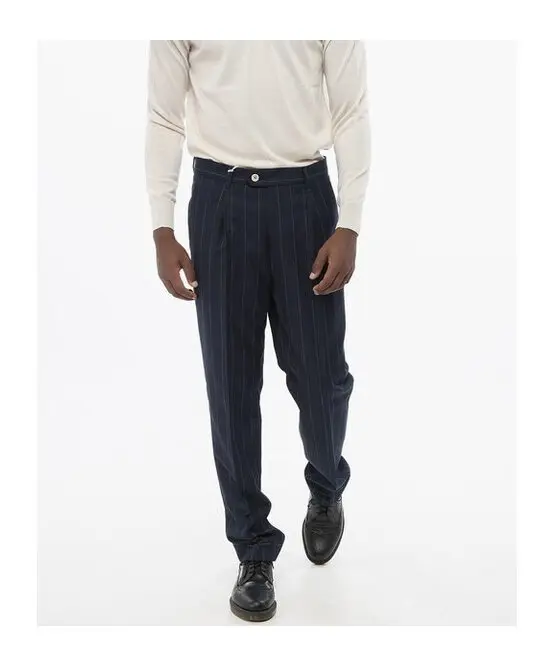 Brunello Cucinelli Pinstriped Tapered Trousers