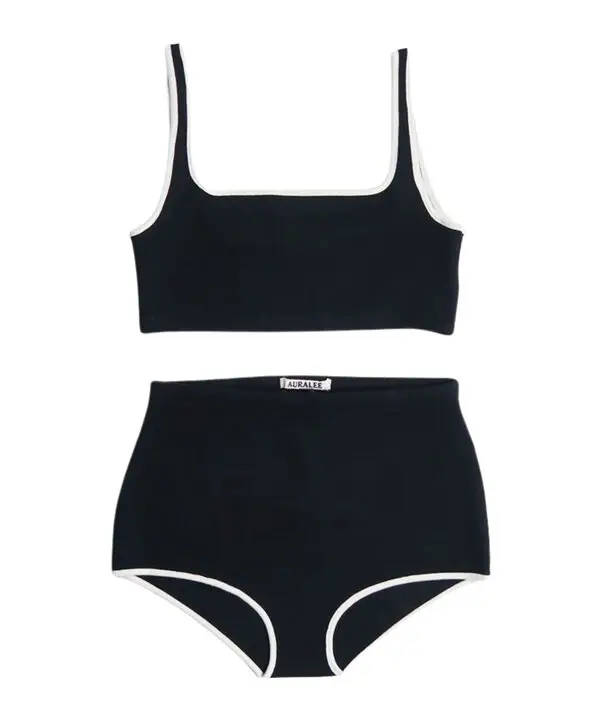 Auralee Contrast Trim Bikini - Black