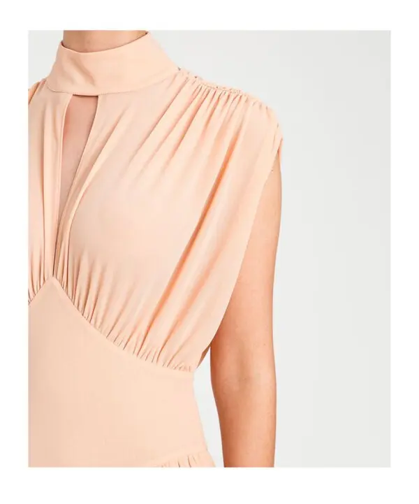 TWINSET Strapless High Neck Gown With Pleated Hem