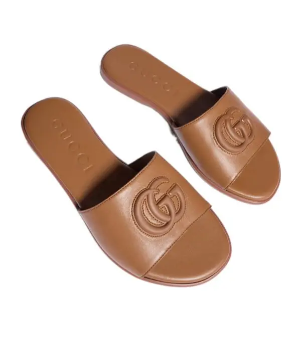 Gucci Double G Slide Sandals - Brown