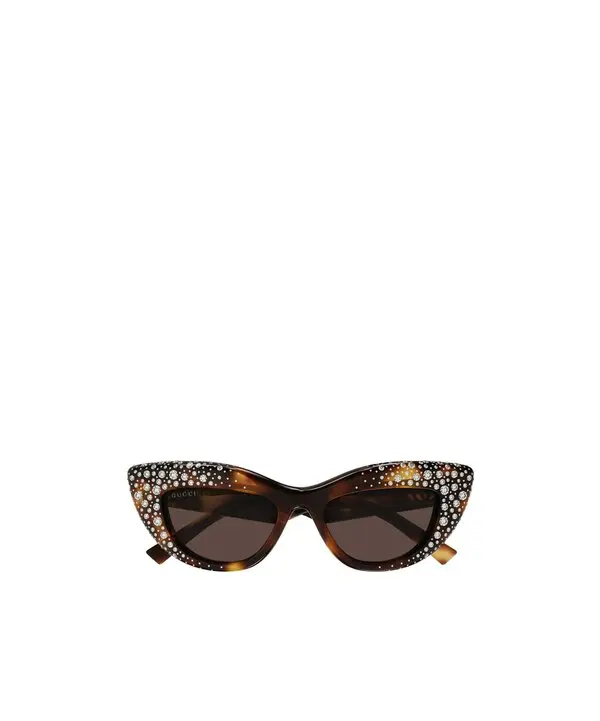 Gucci Embellished Cat Eye Frame Sunglasses - Brown
