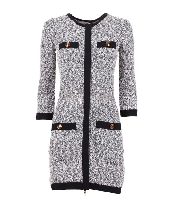 Elisabetta Franchi Slim Fit Knitted Mini Dress - Gray