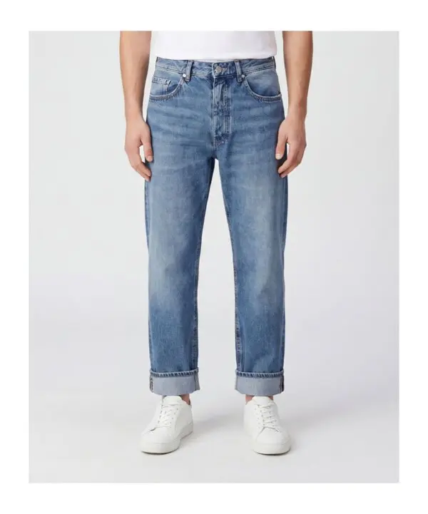 ICON DENIM LOS ANGELES Monogram-pattern Turn-up Jeans