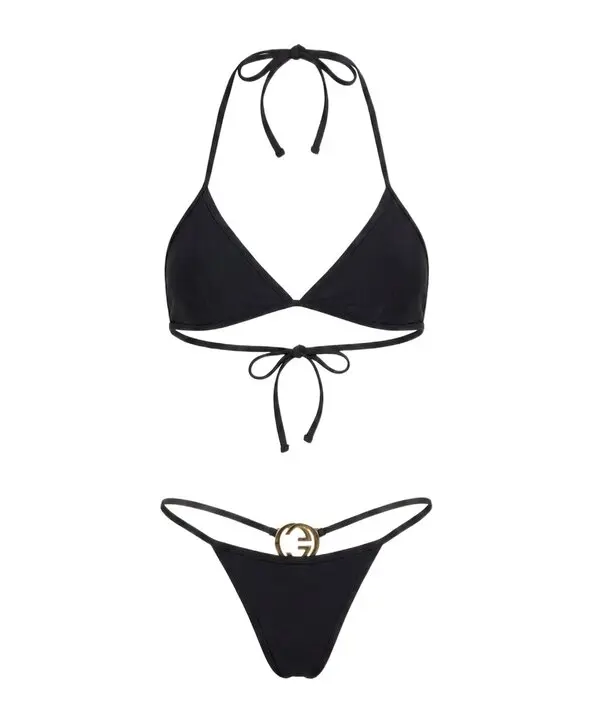 Gucci Stretch Jersey Bikini With Interlocking G Detail - Black