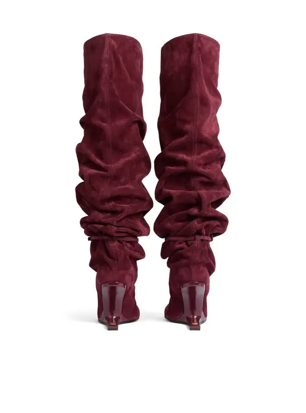 Balmain Thigh-high Suede Boots With Tassel Detail - Red