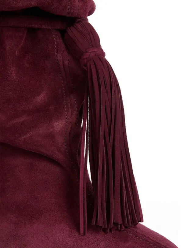 Balmain Thigh-high Suede Boots With Tassel Detail - Red