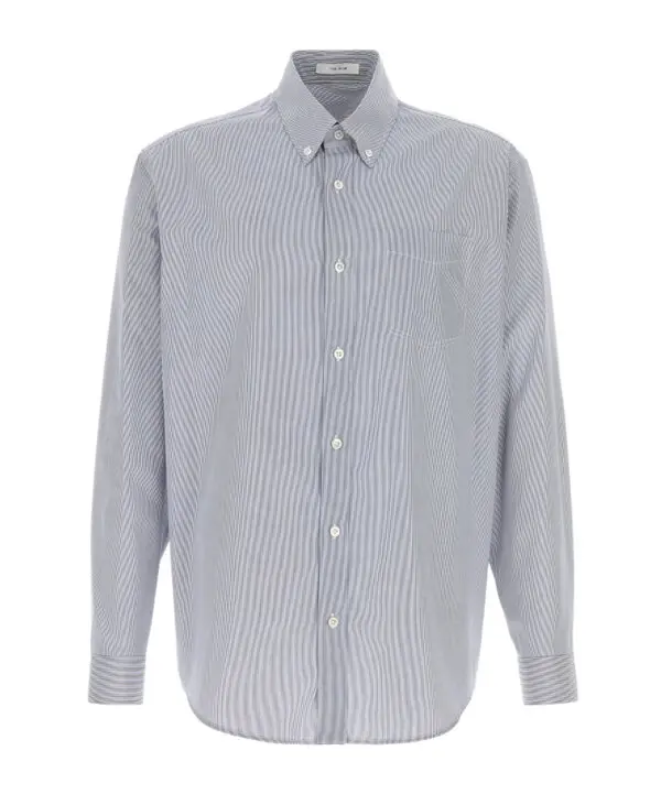 THE ROW Embroidered Poplin Pompeo Shirt - Gray