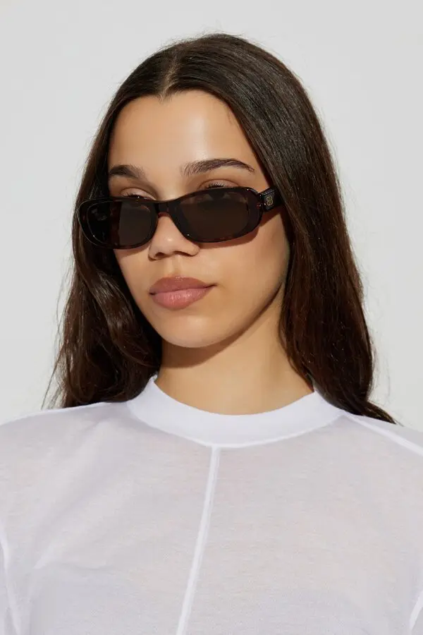 Balenciaga Logo Rectangle Sunglasses - Brown