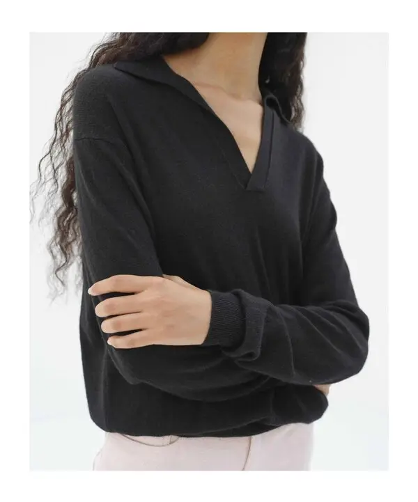 Auralee V-neck Polo Top
