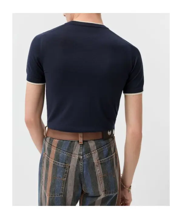 Versace Short-sleeve Knitted Sweater With Ribbed Trim