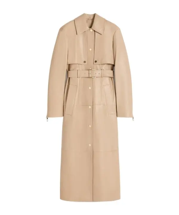 Sportmax Belted Leather Trench Coat