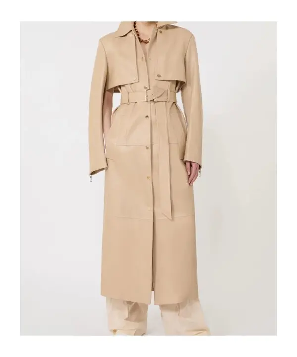 Sportmax Belted Leather Trench Coat