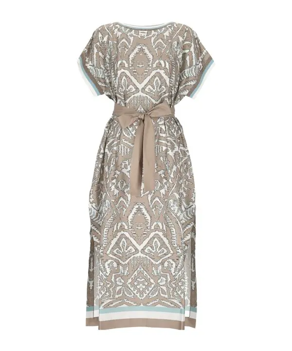 D.exterior Abstract Print Belted Maxi Dress
