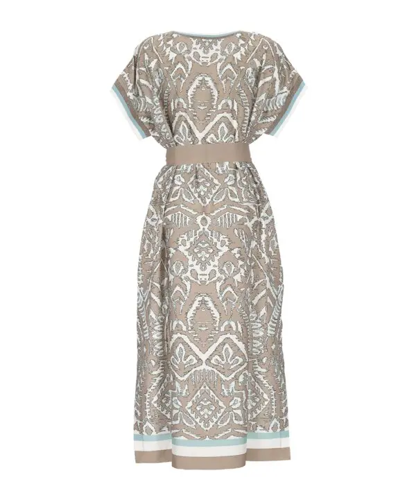 D.exterior Abstract Print Belted Maxi Dress