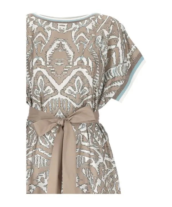 D.exterior Abstract Print Belted Maxi Dress