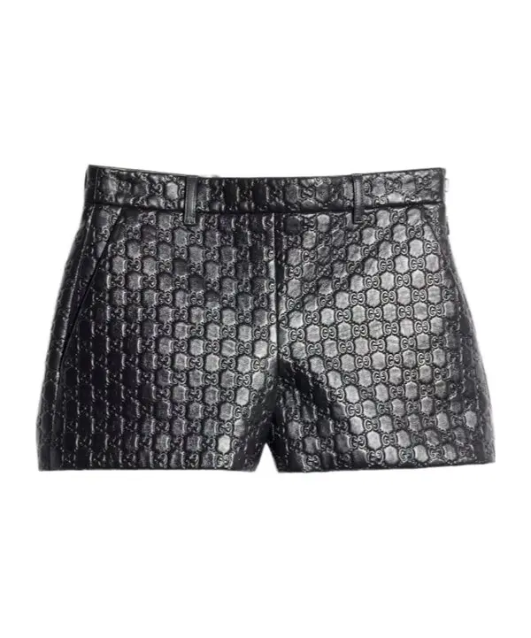 Gucci Gg Embossed Leather Shorts