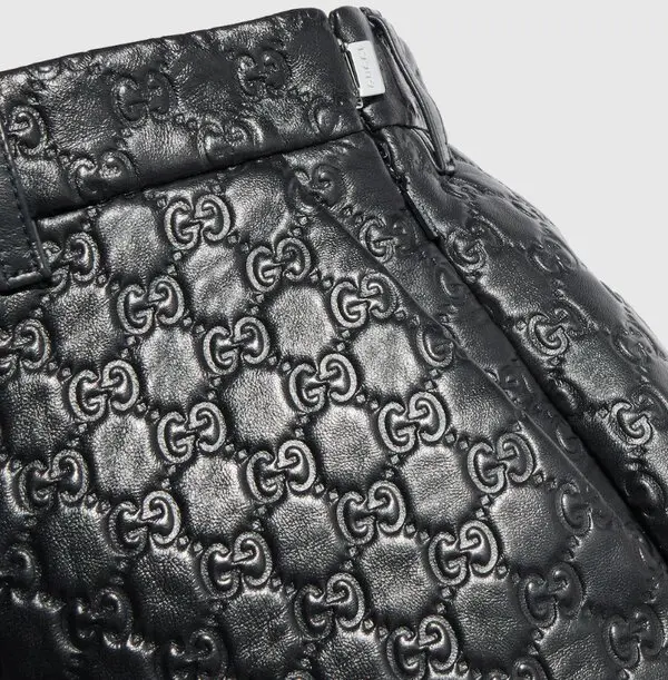 Gucci Gg Embossed Leather Shorts