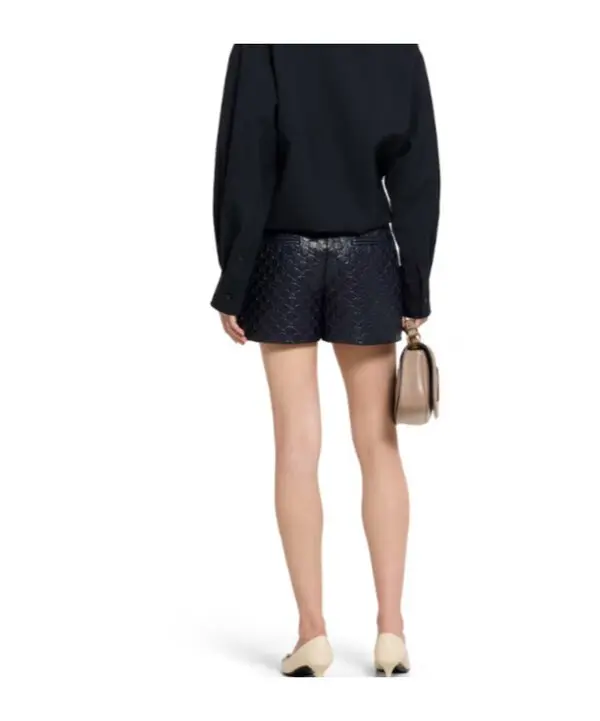 Gucci Gg Embossed Leather Shorts
