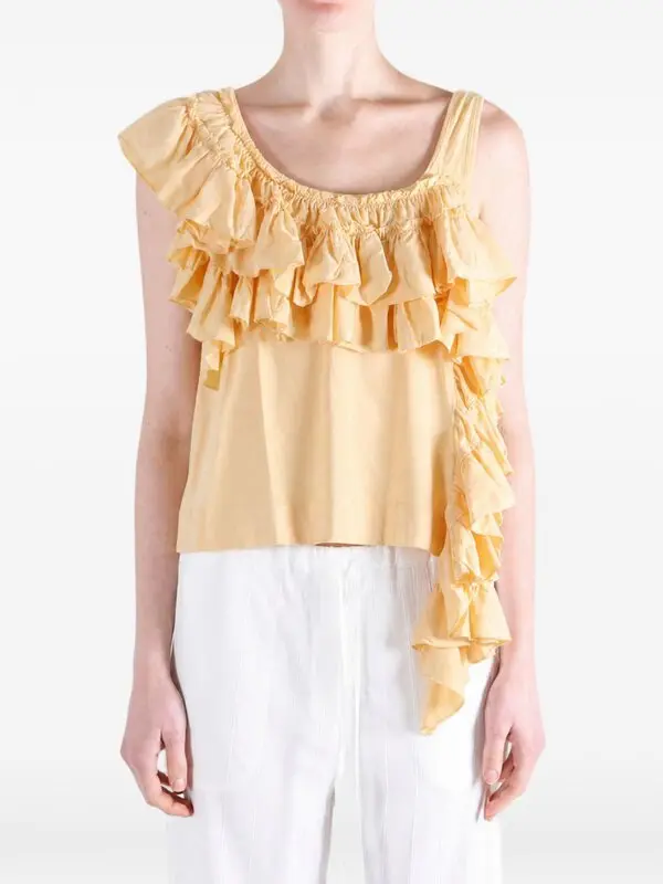 Dries Van Noten Asymmetrical Ruffled Tank Top - Yellow