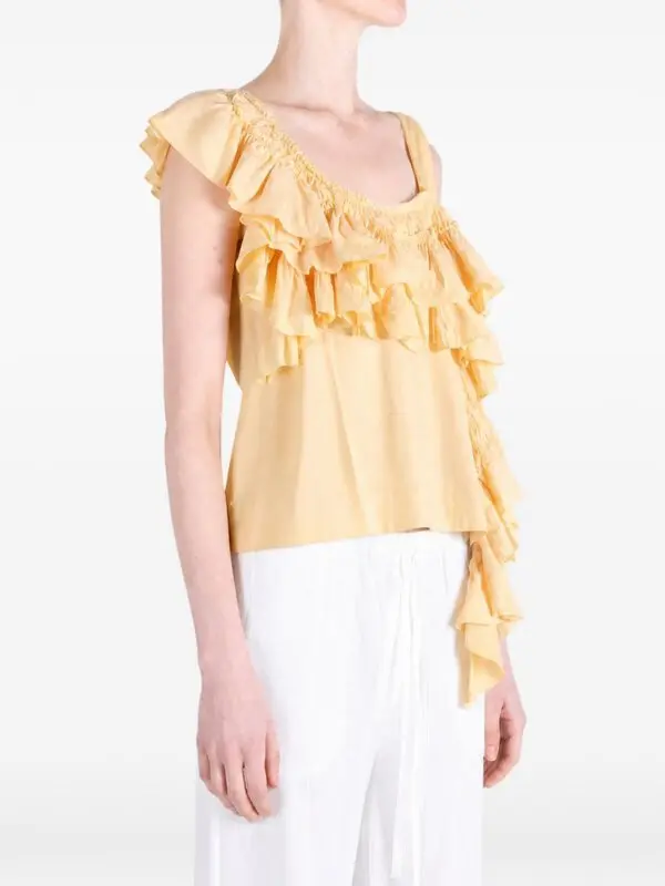 Dries Van Noten Asymmetrical Ruffled Tank Top - Yellow